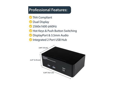StarTech Com SV231DPDDUA 2 Port Dual DisplayPort USB KVM Switch With Audio USB 2 0 Hub Newegg Ca