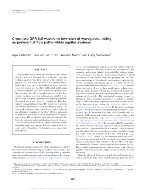 Pdf Crosshole Gpr Full Waveform Inversion Of Waveguides Acting As