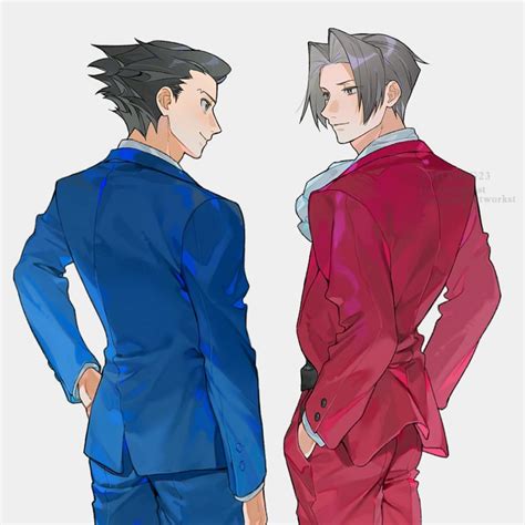 Phoenix Wright And Miles Edgeworth Ace Attorney Drawn By Miyingho