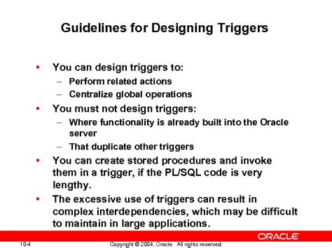 Creating Triggers Copyright Oracle All