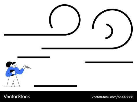Person Analyzing Abstract Flow Lines Representing Vector Image Person Analyzing Abstract Flow Lines Representing Vector Image