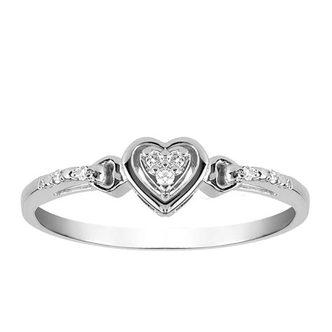 10kt White Gold Diamond Heart Ring Rin Ldi 2466