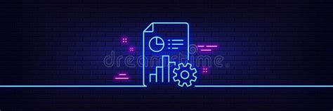 Report Line Icon Column Graph Pie Chart Sign Neon Light Glow Effect Vector Stock Vector