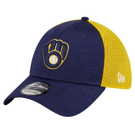 Mens New Era Navy Milwaukee Brewers Neo 39thirty Flex Hat