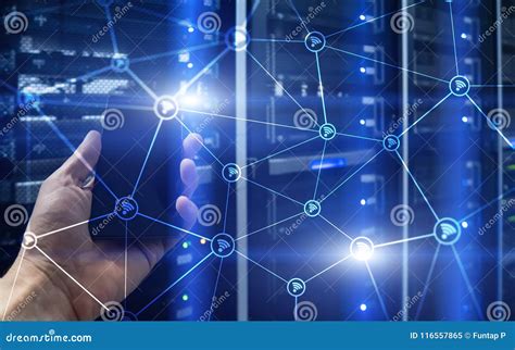 Wi Fi Network Abstract Structure On Modern Server Room Background Stock Image Image Of Icon
