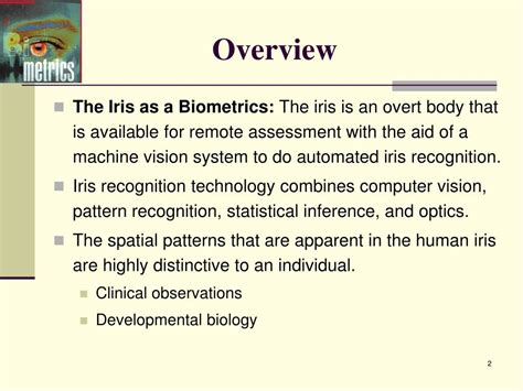 ppt automated iris recognition technology and iris biometric system