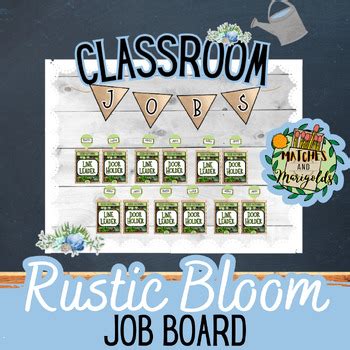 Classroom Job Board Rustic Bloom Succulent Garden Editable By Teach Whit Me