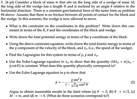 Solved 5 6 Pt Consider A Block Of Mass M That Sits On The Chegg Com