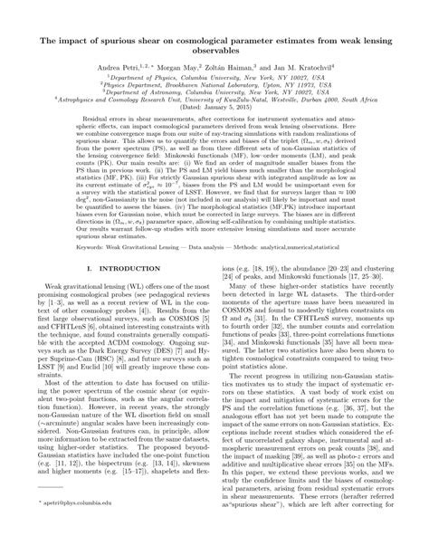 Pdf Impact Of Spurious Shear On Cosmological Parameter Estimates From Weak Lensing Observables