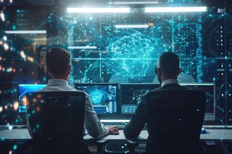 Premium Photo Male Scientists Create Neural Network For Big Data