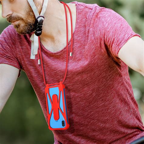 Coque Cordon Universelle Pour Smartphone Coins Antichoc Et Support Vid O Rouge Fran Ais