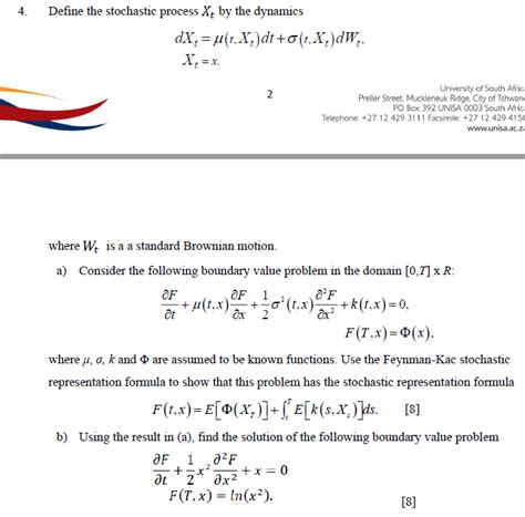 Solved 4 Define The Stochastic Process Xt By The Dynamics
