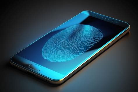 Premium Photo Cell Phone With Blue Fingerprint On Screen Background Generative Ai