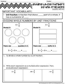 Dividing Whole Numbers By Unit Fractions Notes TpT