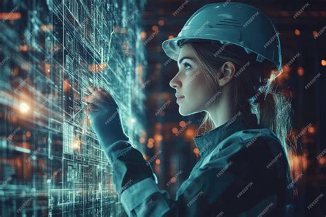 Engineer Concept The Female Constructor Holding The Building Scheme