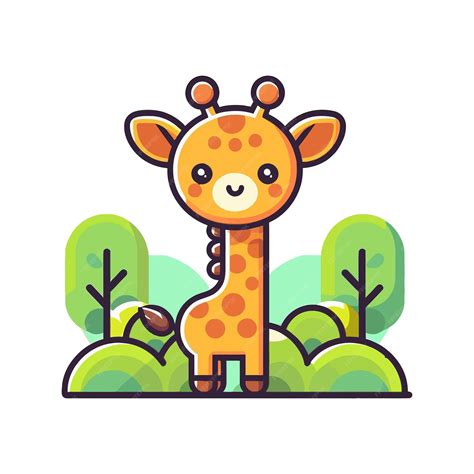 Premium Vector A Cartoon Of A Giraffe With A Green Background
