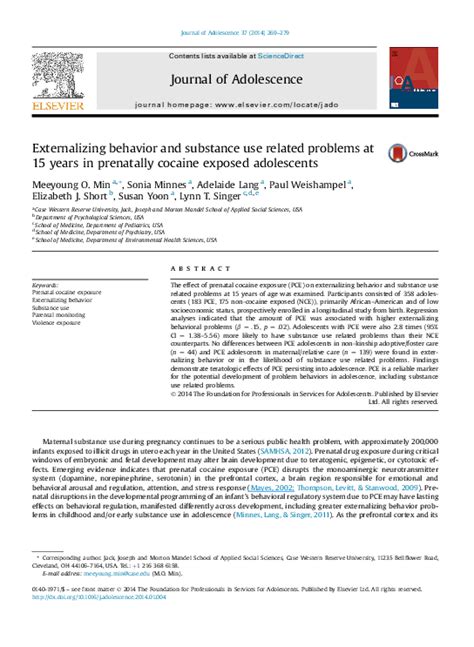 Pdf Externalizing Behavior And Substance Use Related Problems At 15 Years In Prenatally