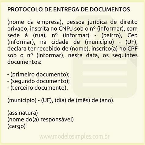 Modelo De Registro De Recebimento De Documentos Model