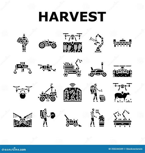 Robot Harvests Automation Icons Set Vector Stock Vector Illustration Of Icons Farming 350244349