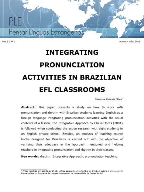 Silva Integrating Pron In Braz Classes Pdf English As A Second Or