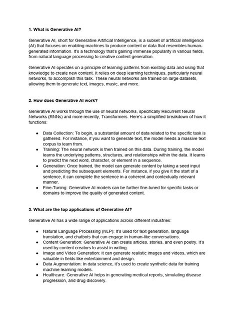 Generative Ai Interview Questions Pdf Artificial Intelligence Intelligence Ai And Semantics