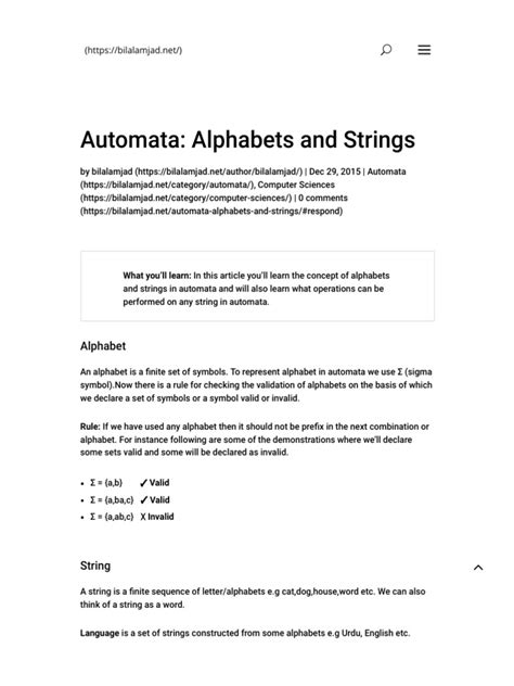 Automata Alphabets And Strings Pdf String Computer Science Computing