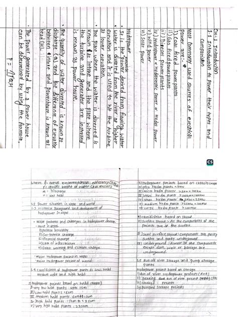 Hydropower Class Note Pdf