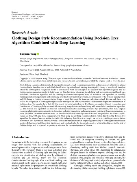 Pdf Clothing Design Style Recommendation Using Decision Tree Algorithm Combined With Deep Learning
