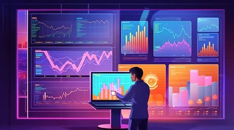 premium ai image a man working on a computer with a chart showing
