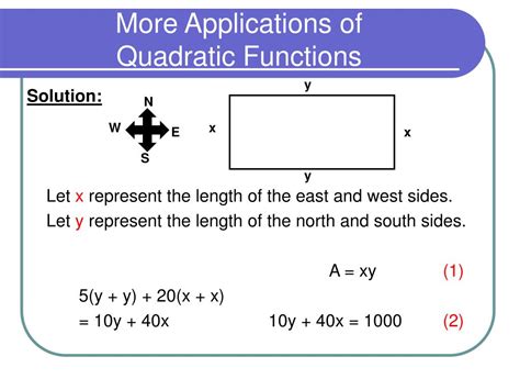 Ppt More Applications Of Quadratic Functions Powerpoint Presentation
