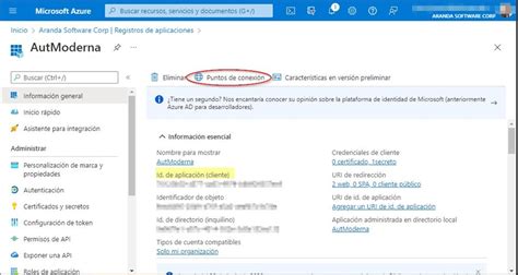 Creacion Aplicación En Azure Aranda Asdk Configuración Autenticación