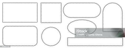 가리비 가장자리 테두리와 프레임 정사각형 원과 직사각형 모양 벡터 레이스 프릴 심플하고 귀여운 라벨 윤곽 장식 컬렉션 프레임에 대한 스톡 벡터 아트 및 기타 이미지 Istock