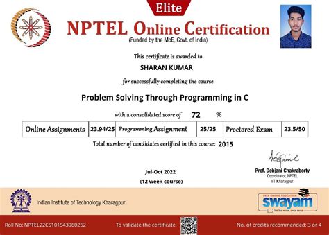 Sharan Kumar On Linkedin I Have Successfully Completed Problem Solving Through Programming In C