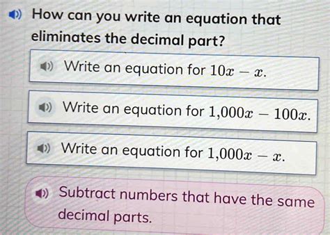 How Can You Write An Equation That Eliminates The Decimal Part Write