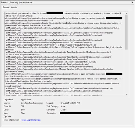 Issues With Azure Ad Sync Password Hash Sync Failing With Error 611