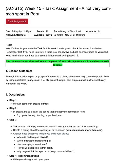 AC S Week Task Assignment A Not Very Common Sport In Peru I Invite You To Check The