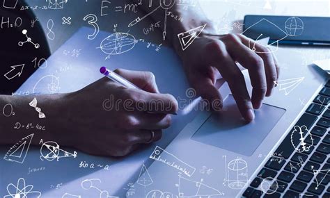 Student Or Teacher With Mathematical And Scientific Formulas Concepts