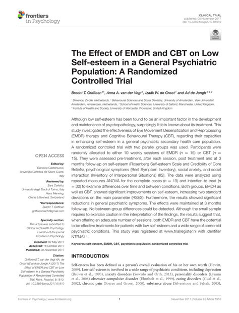 Pdf The Effect Of Emdr And Cbt On Low Self Esteem In A General Psychiatric Population A