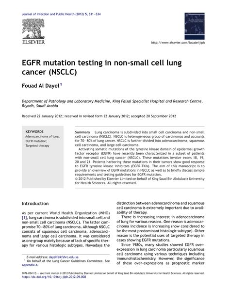 Pdf Egfr Mutation Testing In Non Small Cell Lung Cancer Nsclc