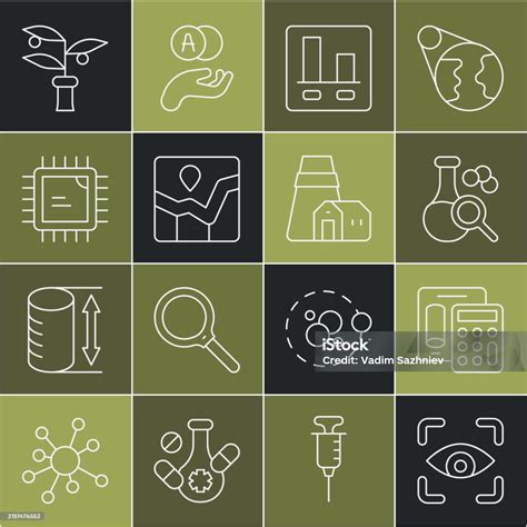 라인 눈 스캔 계산기 시험관 그래프 차트 인포 그래픽 프로세서 Cpu 식물 육종 및 발전소 공장 아이콘을 설정합니다 벡터 0명에 대한 스톡 벡터 아트 및 기타 이미지