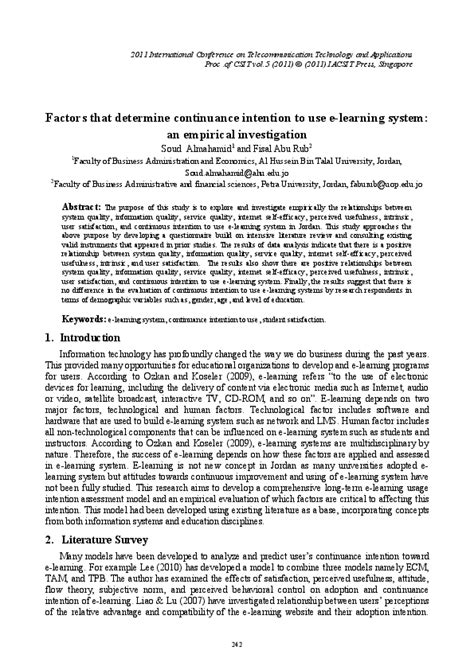 Pdf Factors That Determine Continuance Intention To Use E Learning System An Empirical
