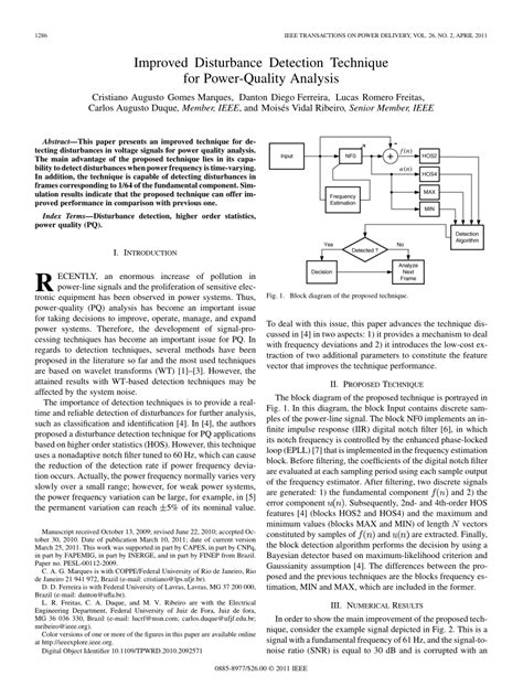 Pdf Improved Disturbance Detection Technique For Power Quality Analysis