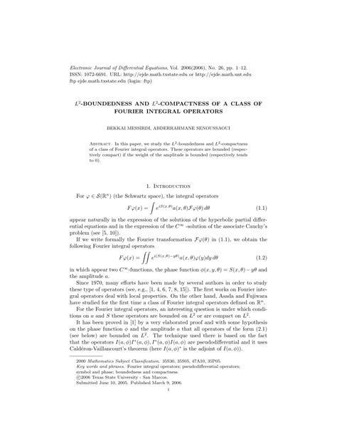 Pdf L 2 Boundedness And L 2 Compactness Of A Class Of Fourier