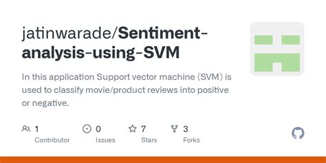 Github Jatinwarade Sentiment Analysis Using Svm In This Application