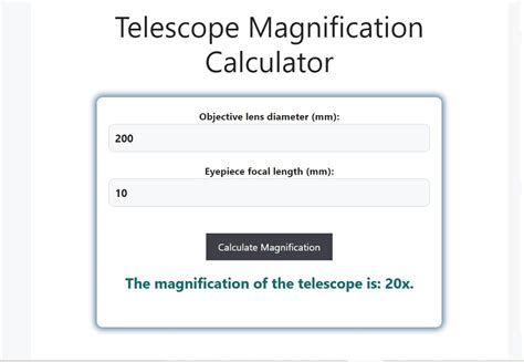 Telescope Magnification Calculator Savvy Calculator