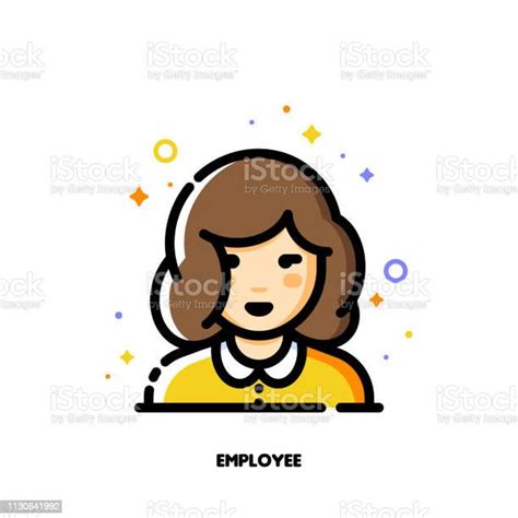 직원의 여성 사용자 아바타입니다 귀여운 소녀 얼굴의 아이콘입니다 플랫 채워진된 개요 스타일입니다 픽셀 완벽 64 X 64 편집