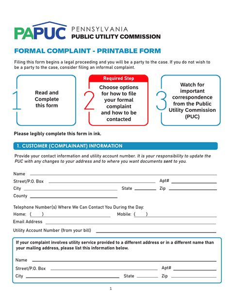 Pennsylvania Formal Complaint Printable Form Fill Out Sign Online
