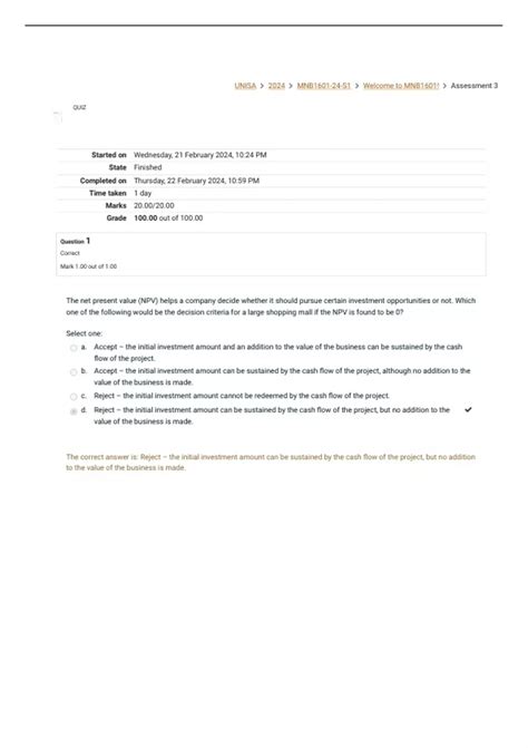 Mnb1601 Assignment 03 Semester 1 2024 Quality Answers 100 Pass