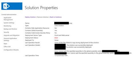 sharepoint wsp deploy yaparken cannot add the specified assembly to the