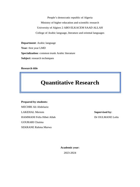 Quantitative Research Modified Pdf Quantitative Research Statistics